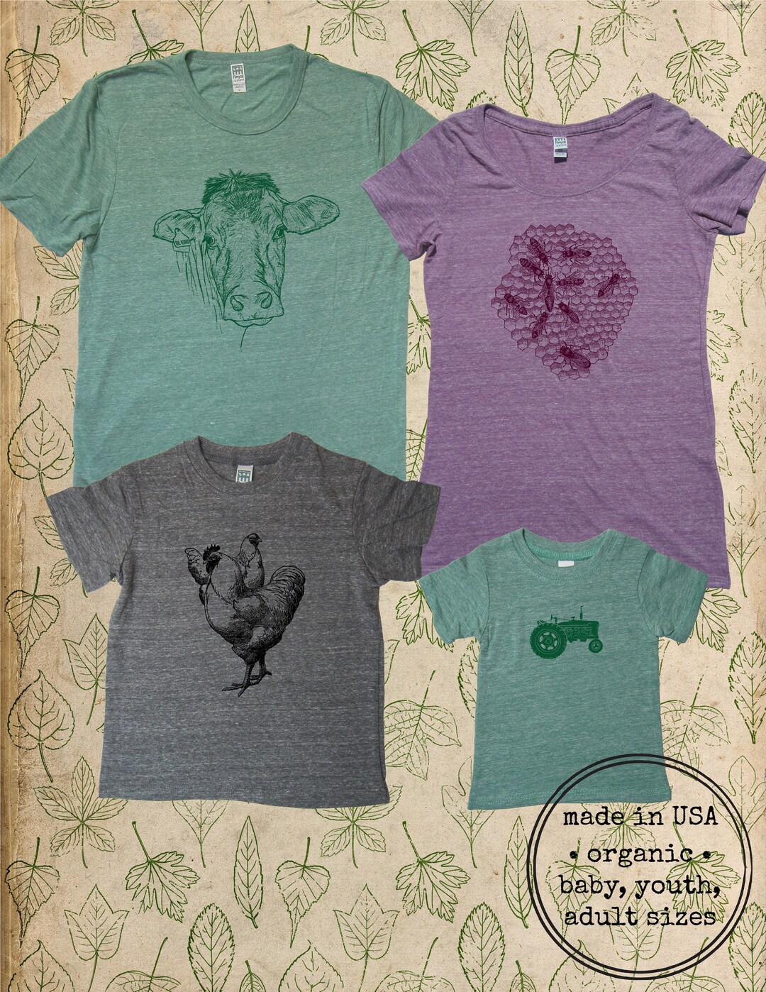Matching Shirts - Matching Dad and Son Daughter Mom Farm Animal Organic ...