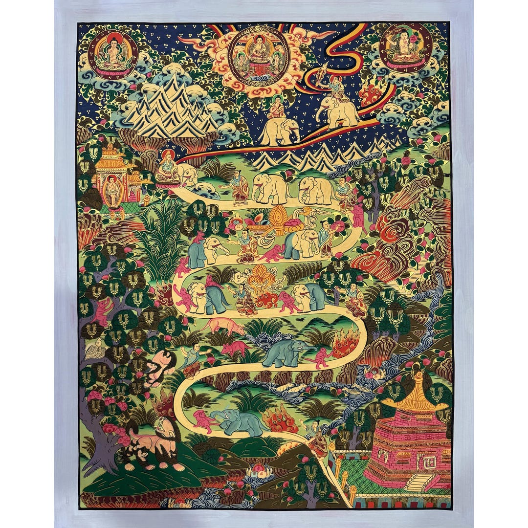 Way to Nirvana Thangka, Hand-painted Meditation Art, Nepal - Etsy