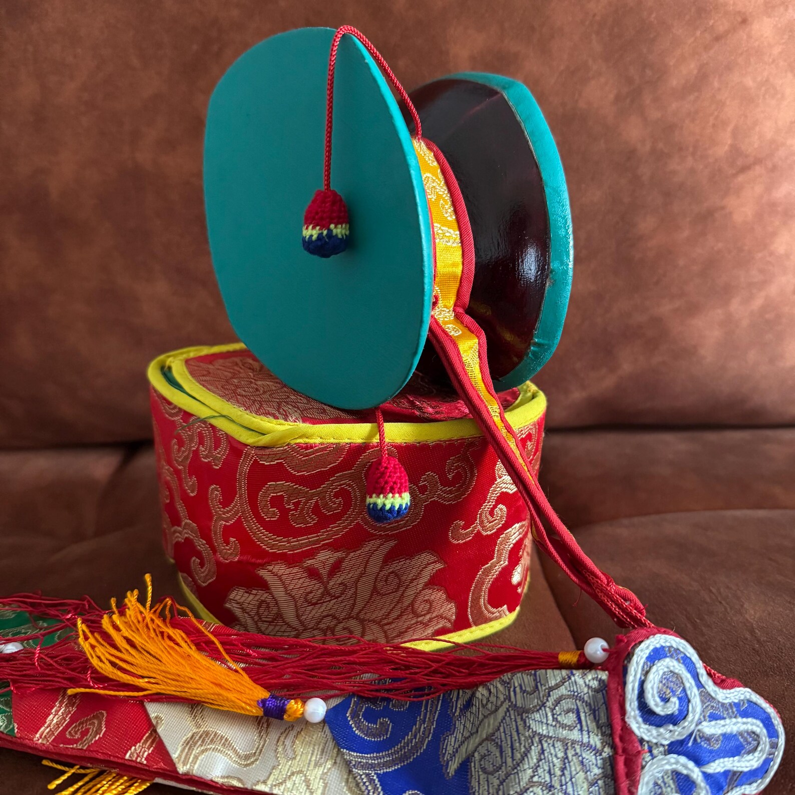 Tibetan Damaru and Prayer Flag, Genuine Hand Made Tibetan Chod Drum - Etsy