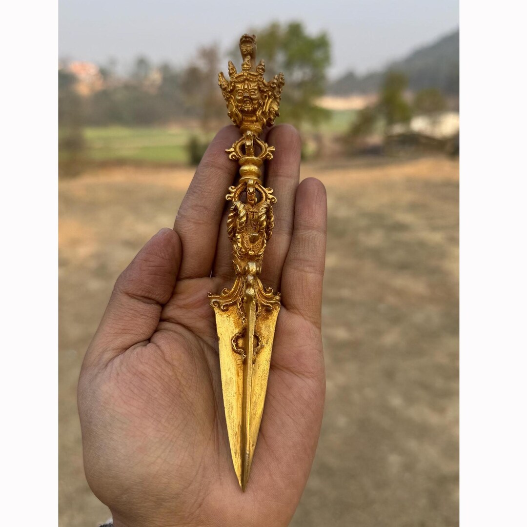 Gold Painted Tamdin Phurba, Hand Made Phurba, Cho Phur, Ritual Dagger ...