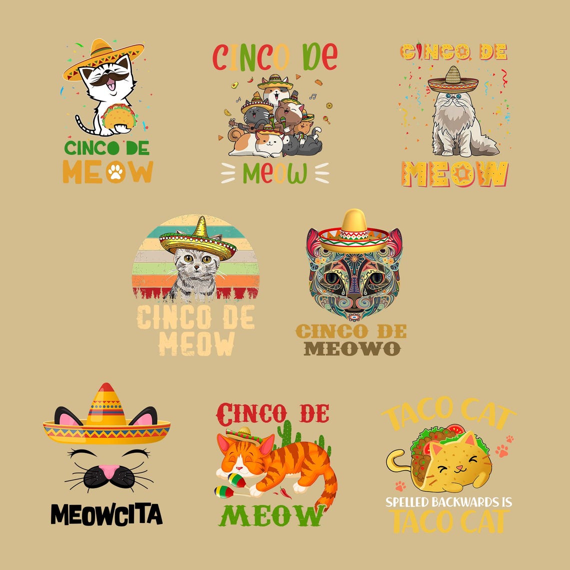 8 Png Cinco De Mayo Cat, Cinco De Meow, Mexican Cat Png, Fiesta Squad ...