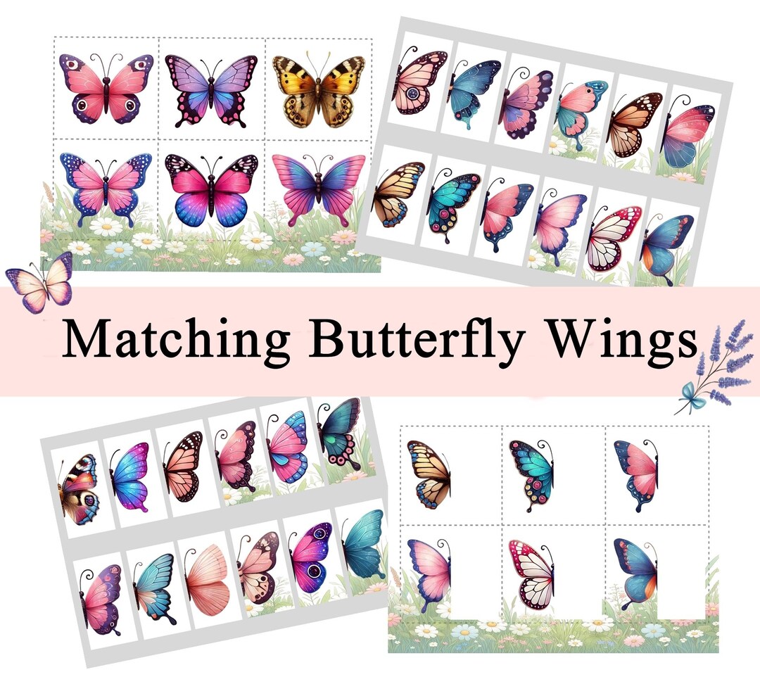 36 Butterfly Wings Matching Game for Kids, Interactive Matching, Fun ...