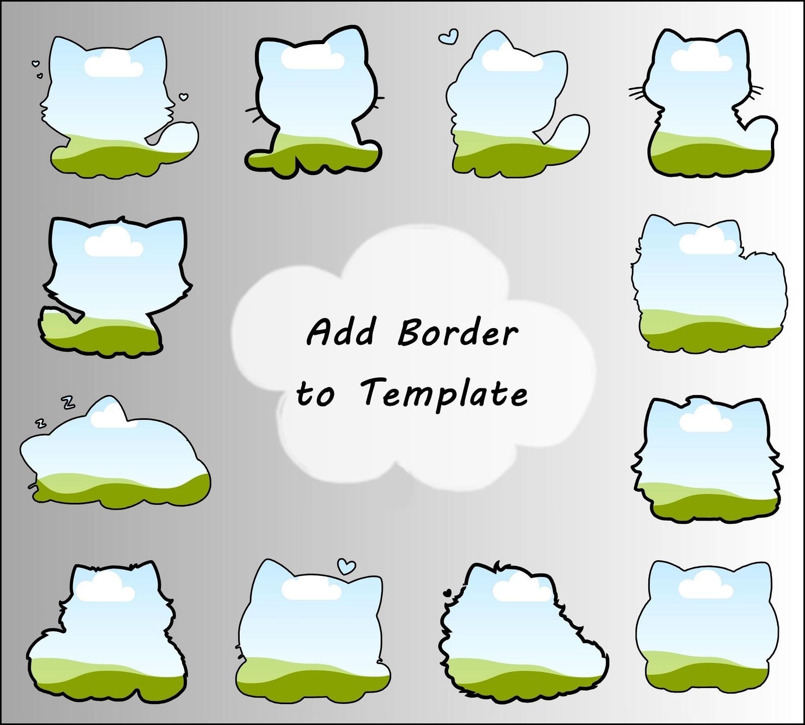 Cat Photo Frame Templates for Canva | 20 Cute Designs (digital Download ...