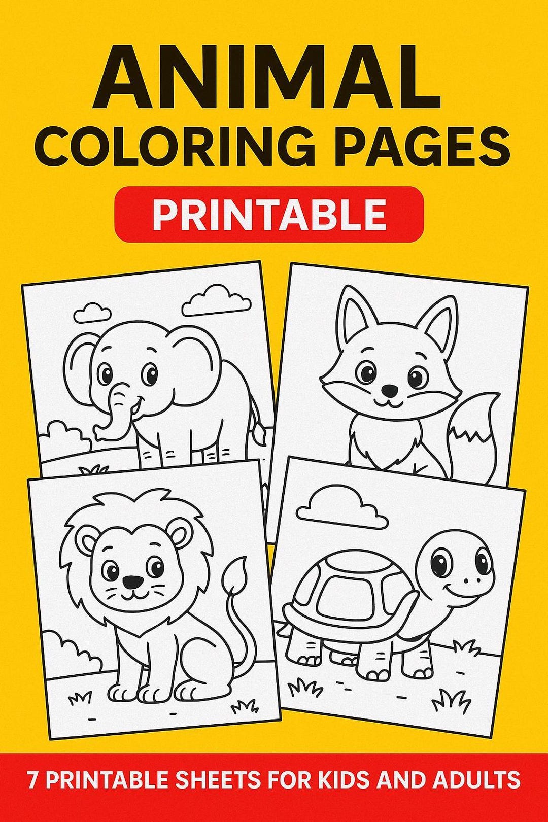 Animal Coloring Pages for Kids | 7 Printable Zoo Animals Sheets ...