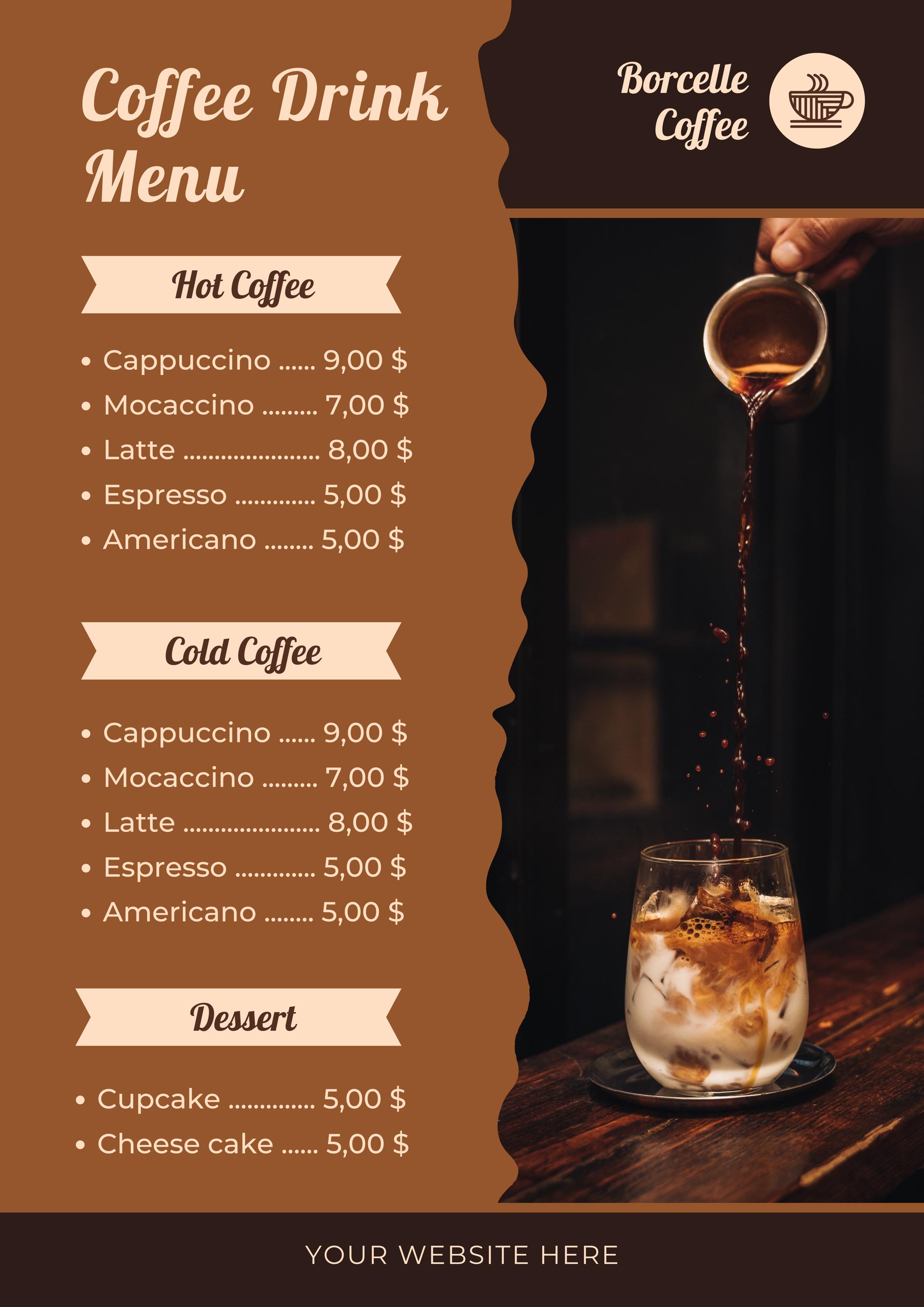 EDITABLE - COFFEE MENU A4 - Etsy