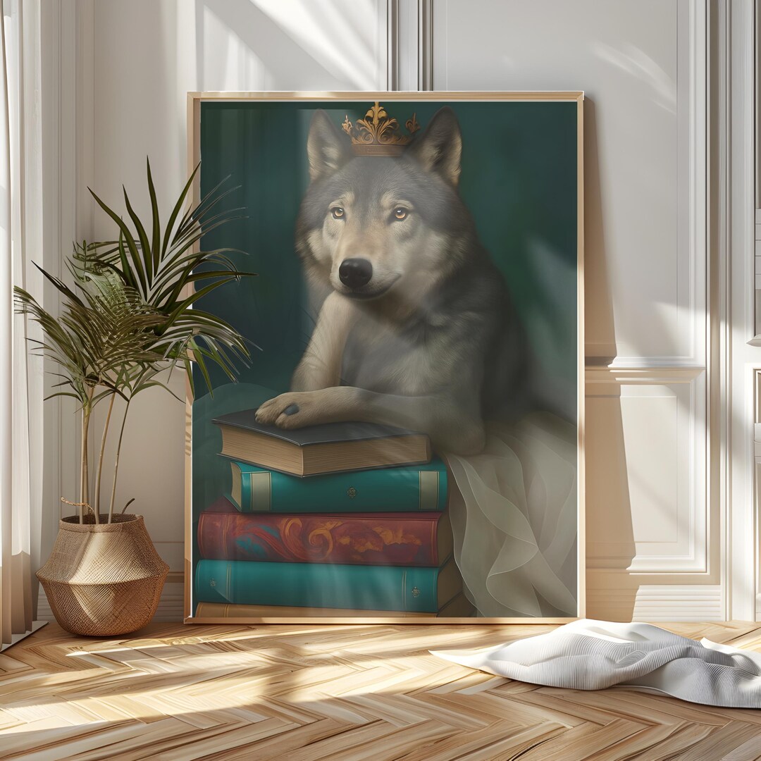 The Scholarly Wolf – Regal Wisdom in Art - Etsy