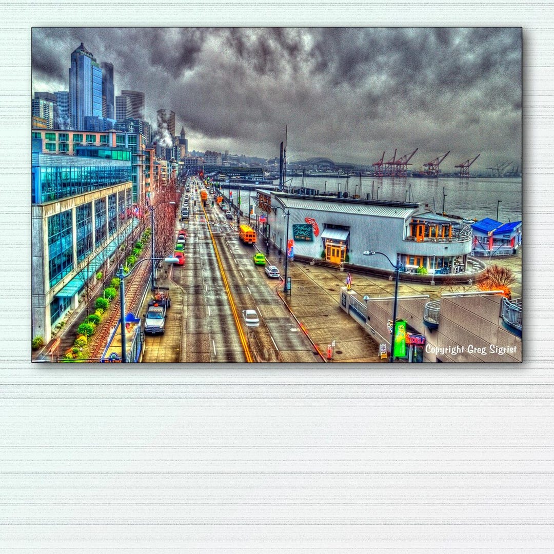 Seattle Waterfront Art Print: Moody Cityscape Photograph - Etsy