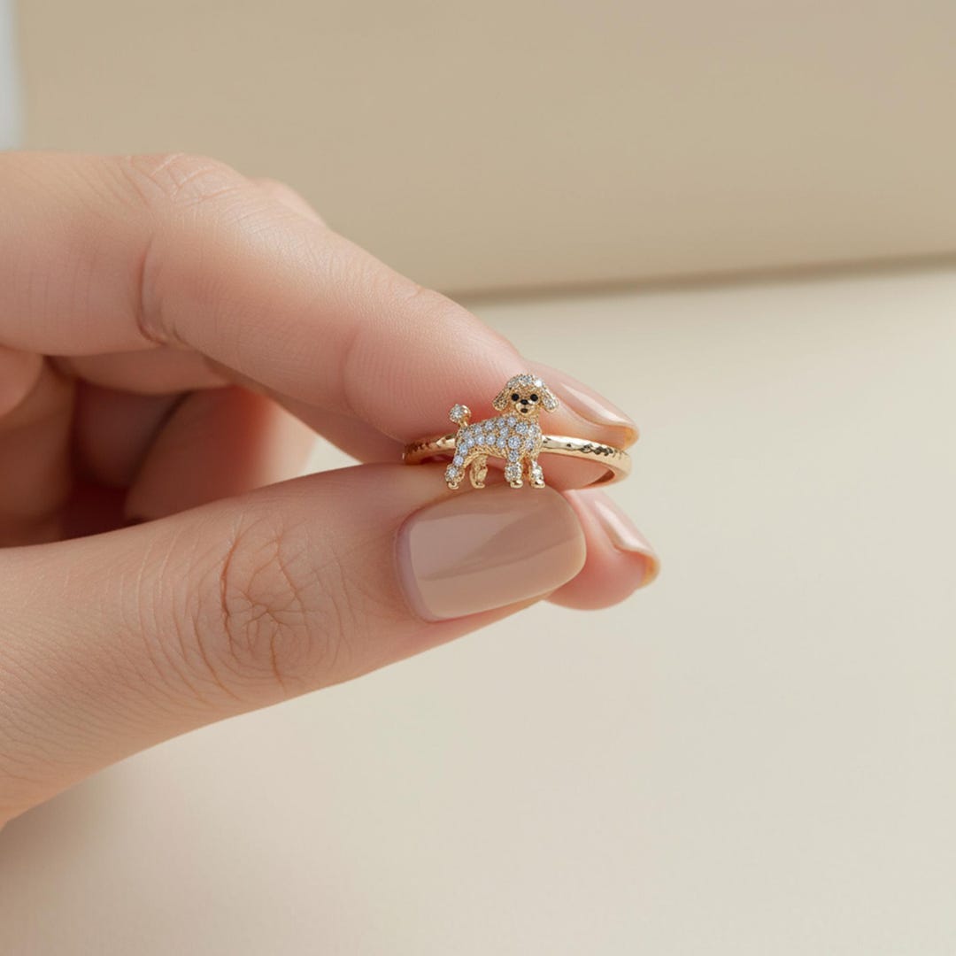 Poodle Ring: CZ Sterling Silver Puppy Dog Lover Gift - Etsy