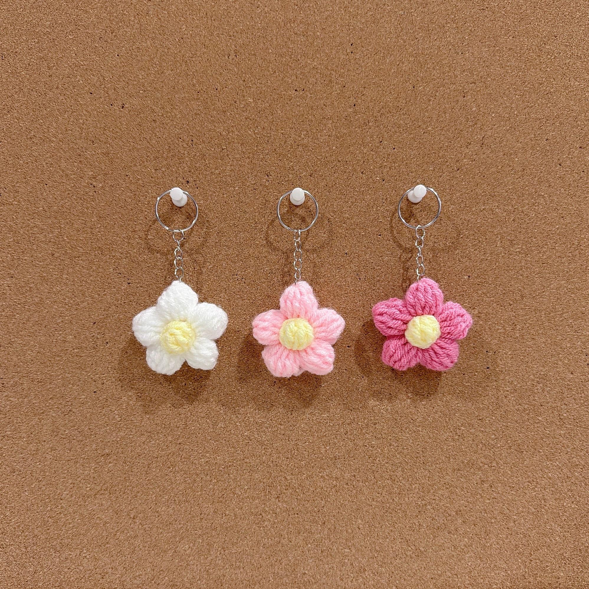 Flower Crochet Keychain - Etsy