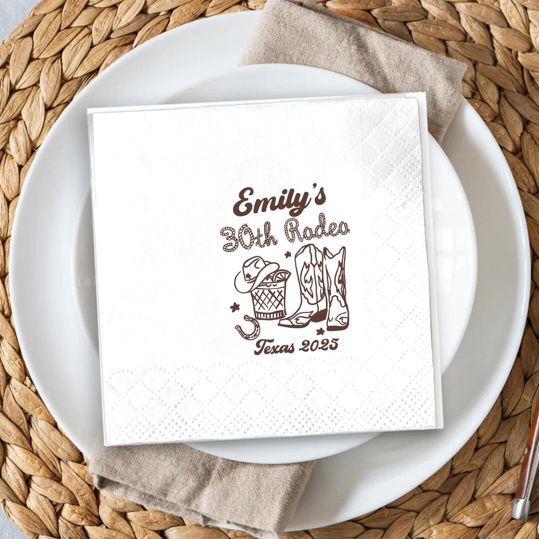 Personalized 30th Rodeo Bachelorette Paper Napkins, Custom Nashville ...