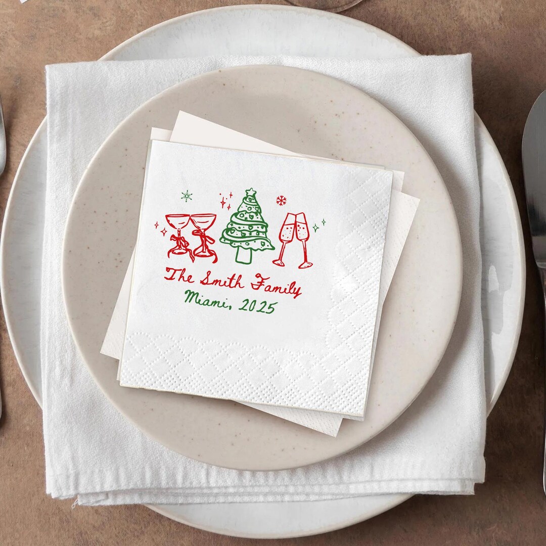 Personalized Jingle and Mingle Christmas Paper Napkins, Holiday Party ...