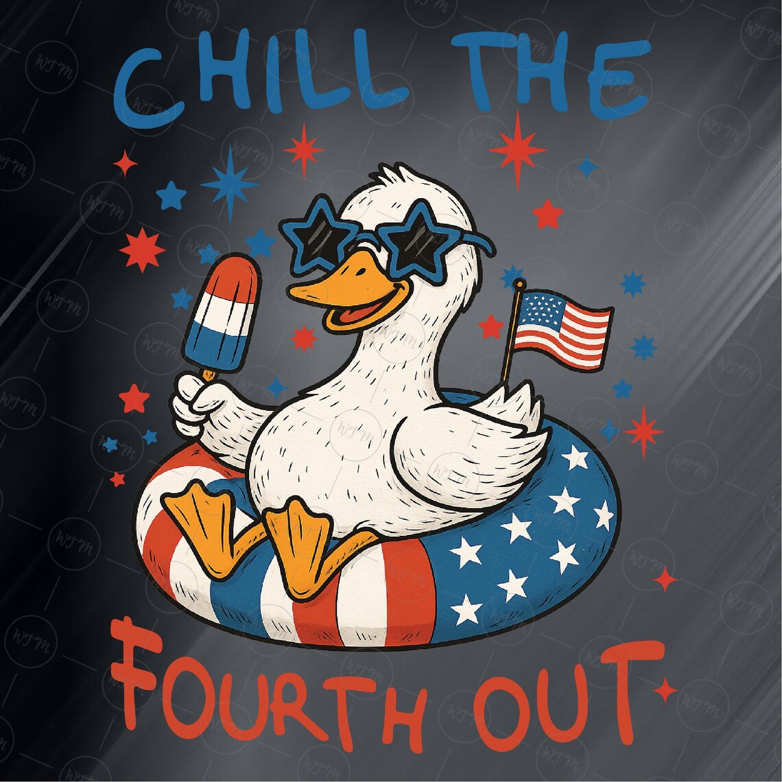 Chill the Fourth Out PNG – Funny Patriotic Goose Sublimation – Retro ...