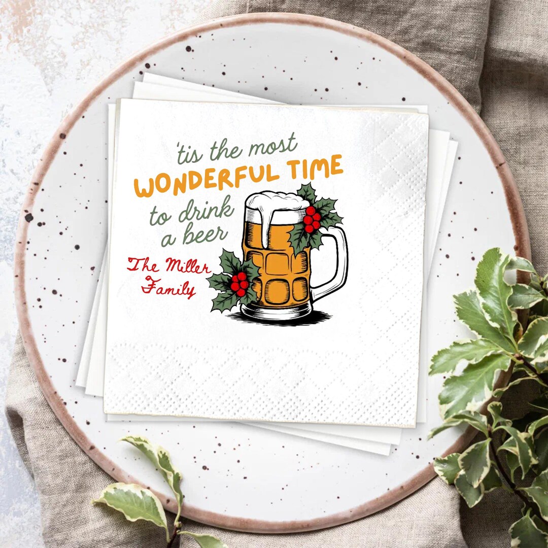 Personalized Wonderful Time to Drink Beer Paper Napkins,holiday Party ...