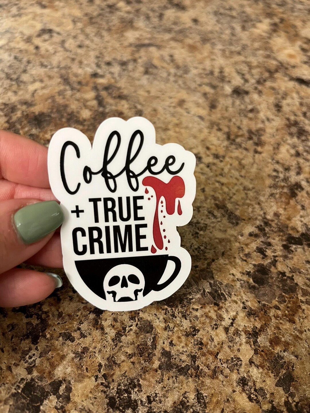 Coffee + True Crime Vinyl Sticker | Murder Mystery Fan Decal | Perfect ...