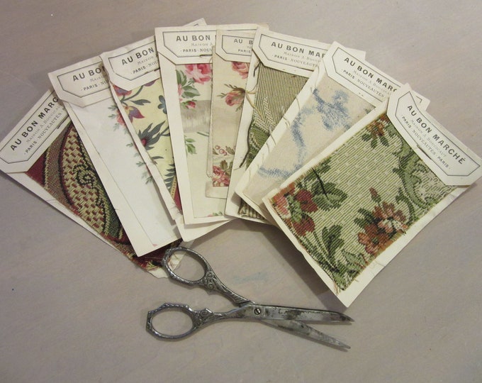Antique Au Bon Marche Fabric Sample Card: French Textile Collage - Etsy