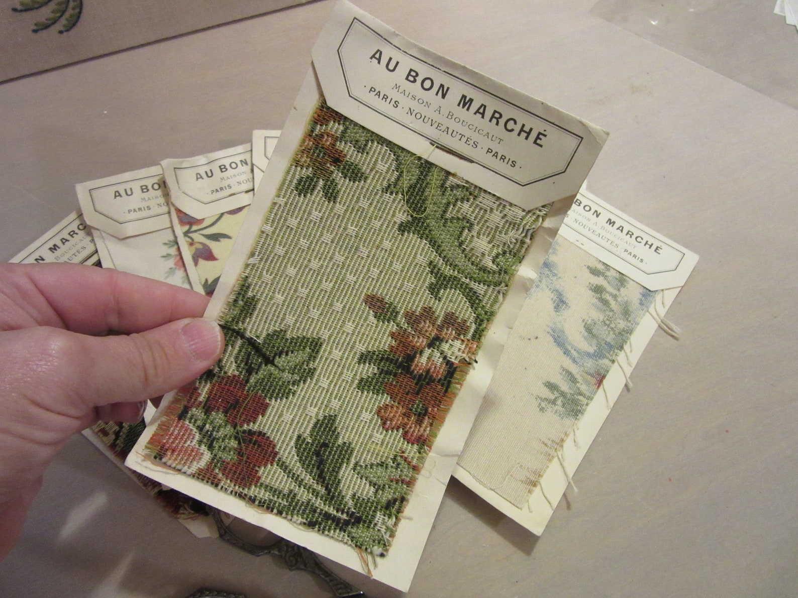 Antique Au Bon Marche Fabric Sample Card: French Textile Collage - Etsy