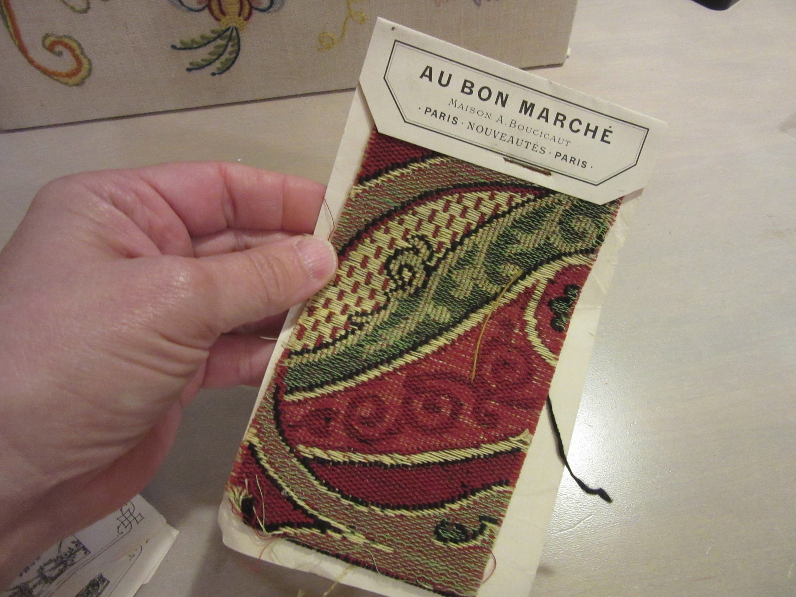 Antique Au Bon Marche Fabric Sample Card: French Textile Collage - Etsy