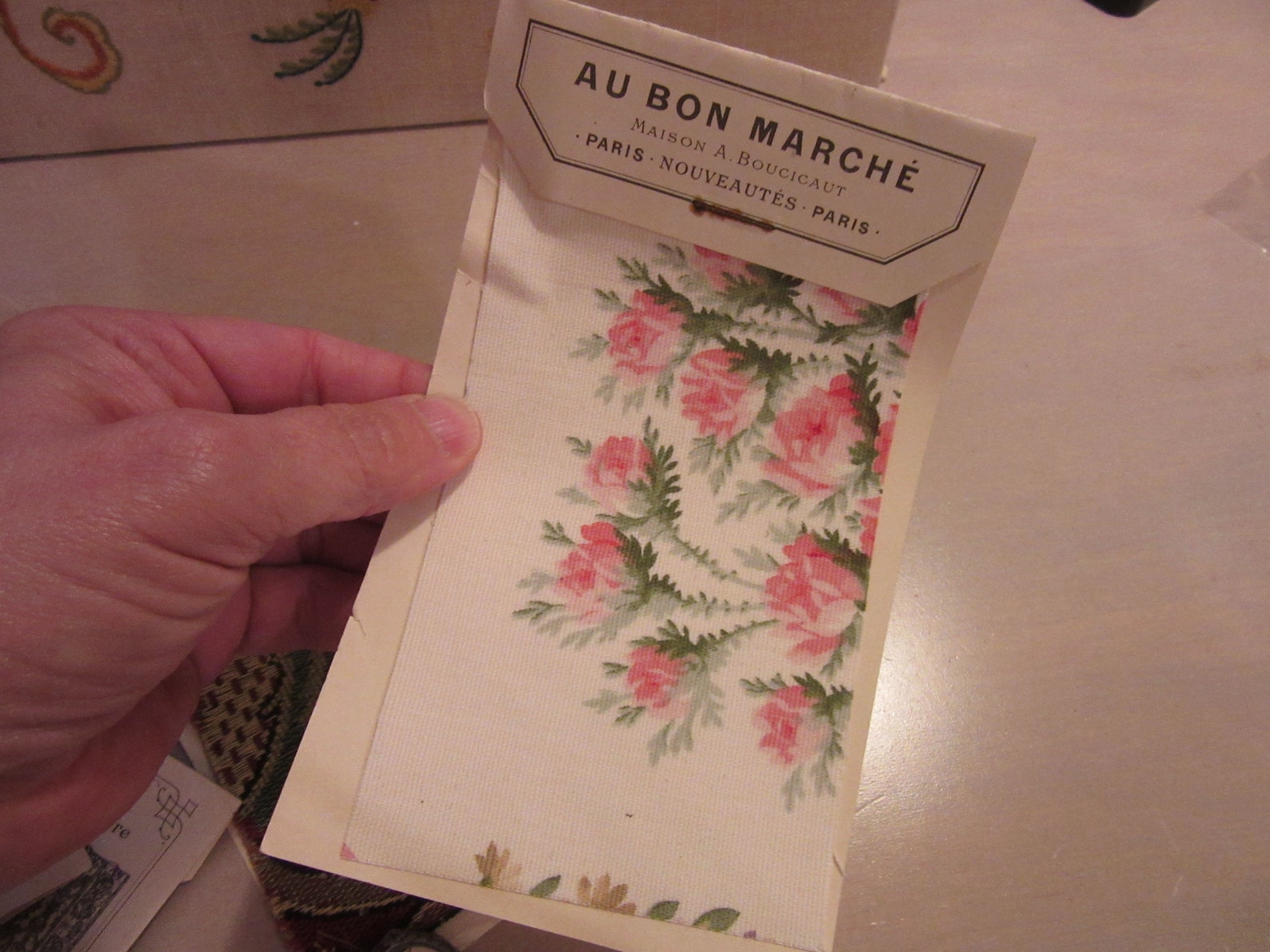 Antique Au Bon Marche Fabric Sample Card: French Textile Collage - Etsy