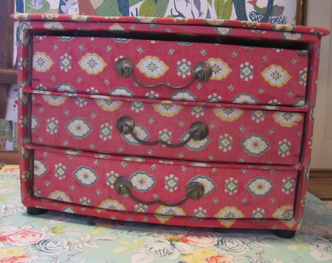 Antique French - 1910s Fabric Covered Box - French Fabric Box - French ...