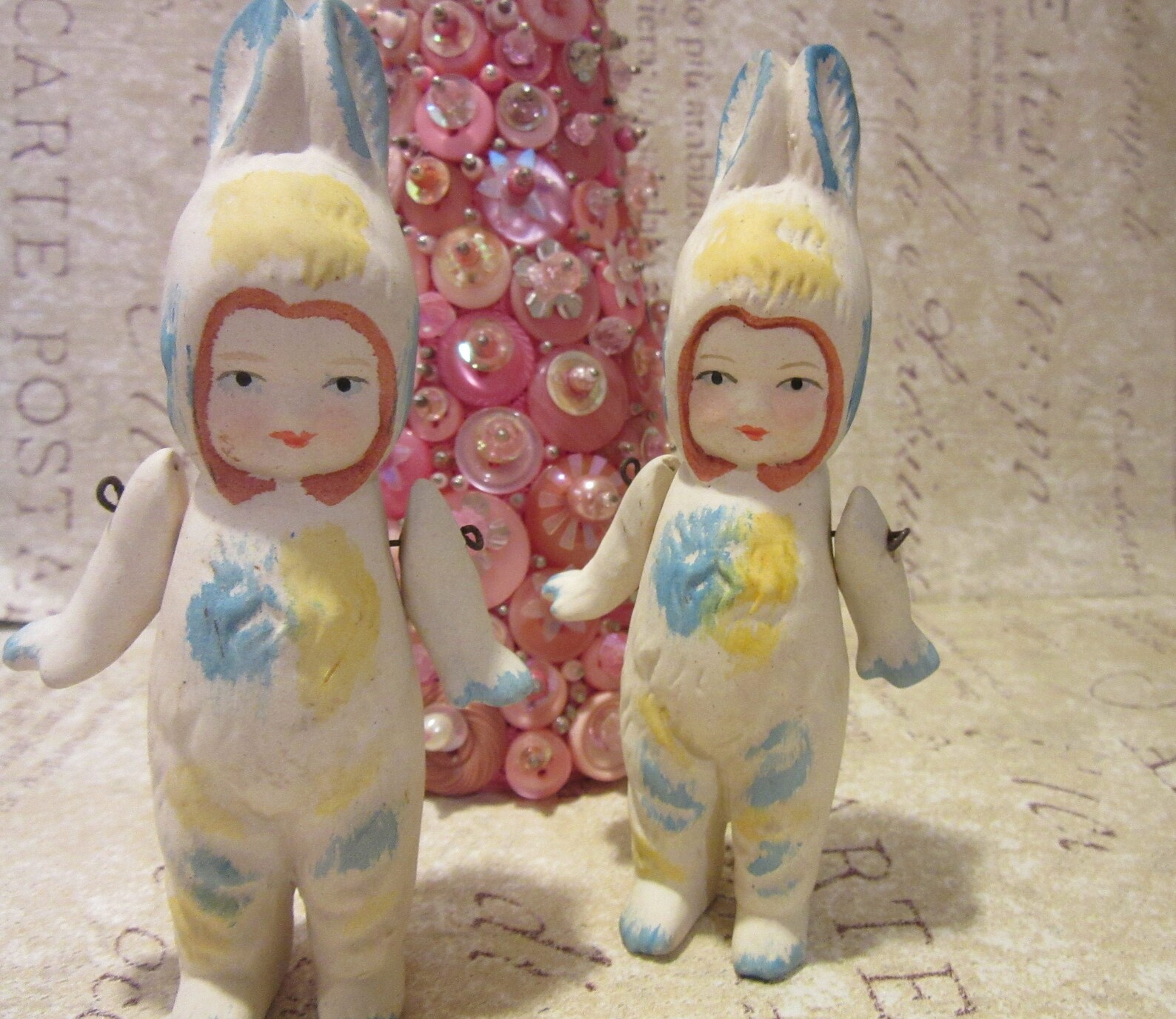 Antique Movable Chalkware Bunny Doll Made in France Imported - Etsy