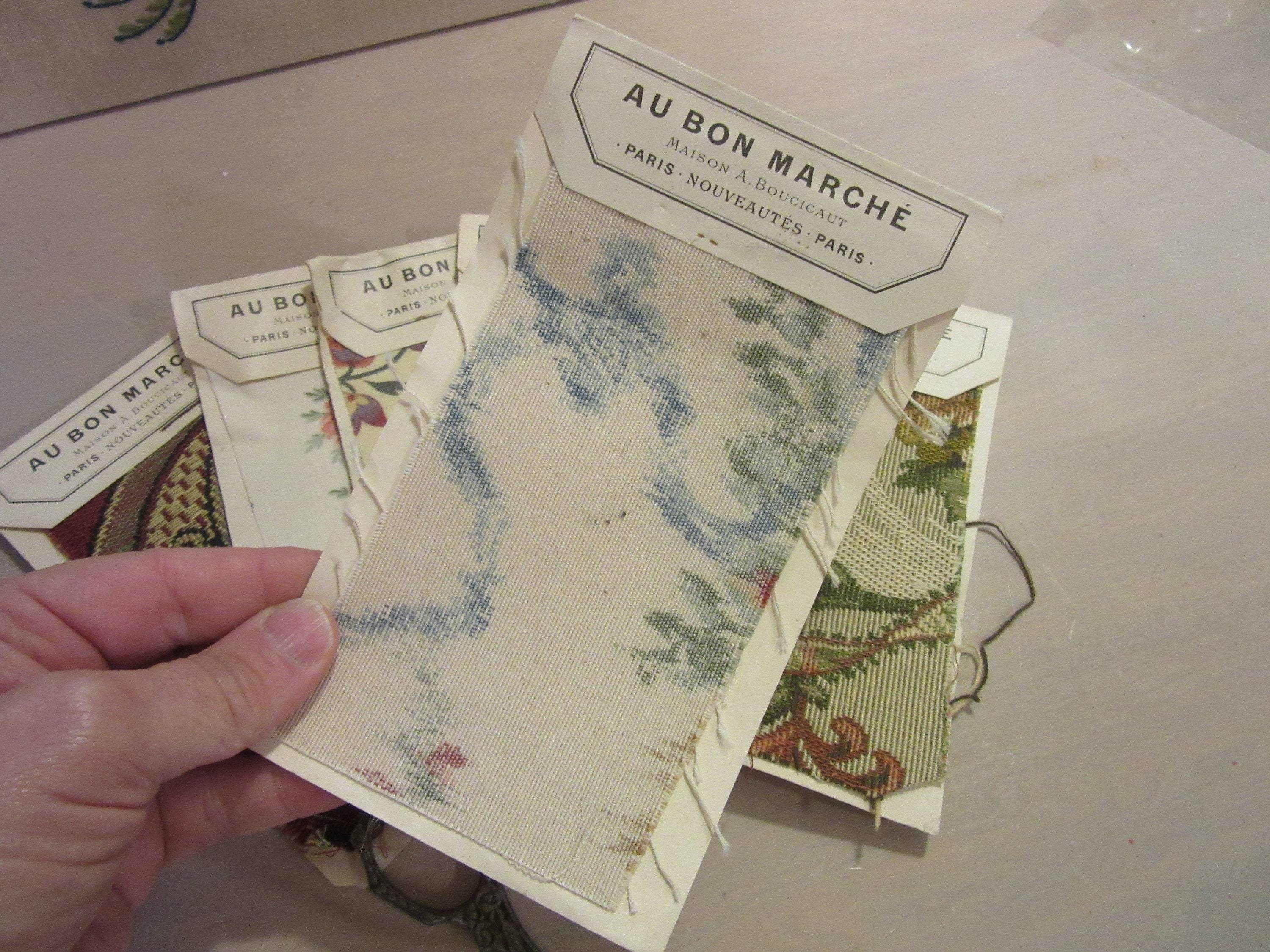 Antique Au Bon Marche Fabric Sample Card: French Textile Collage - Etsy
