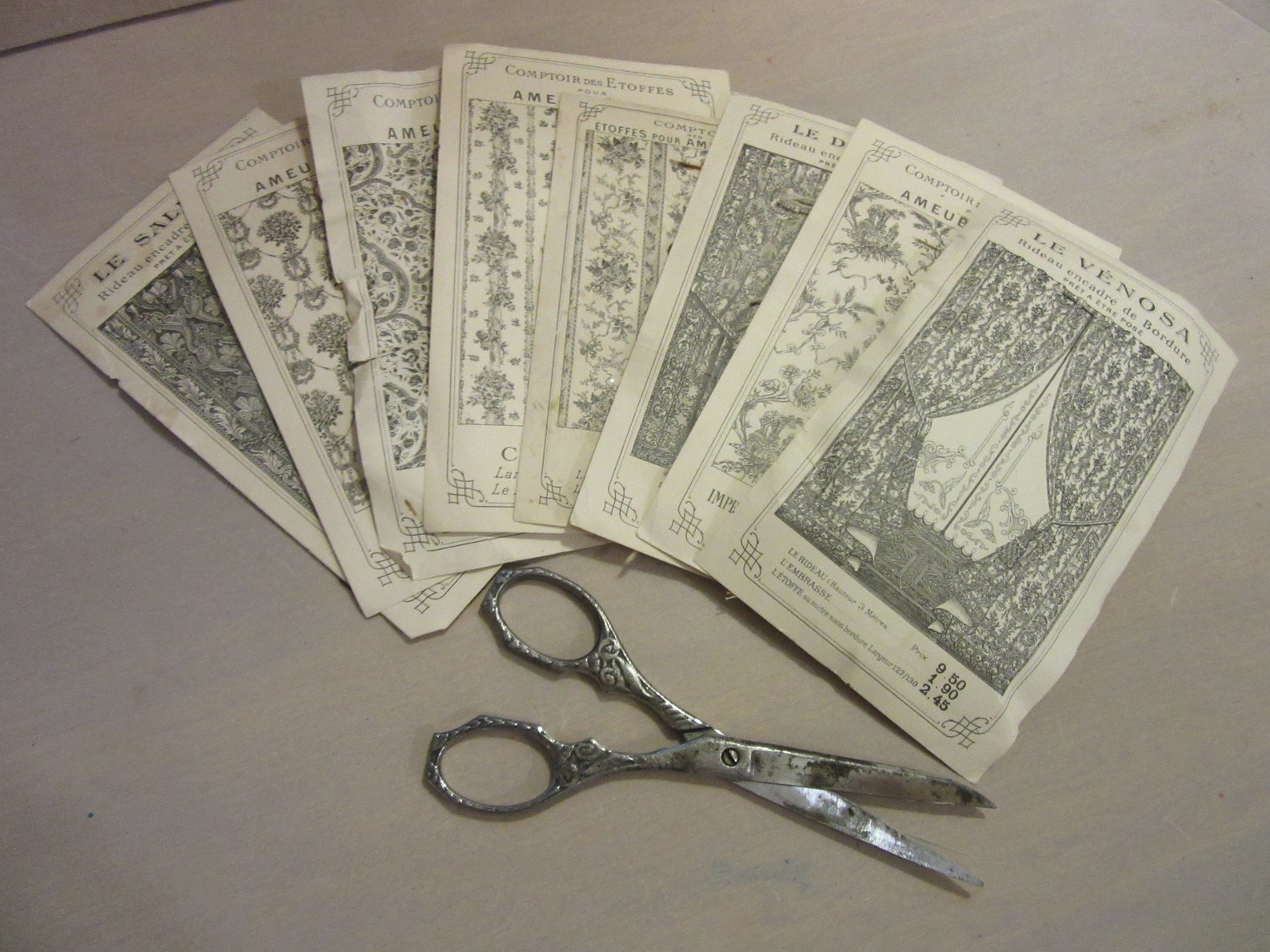 Antique Au Bon Marche Fabric Sample Card: French Textile Collage - Etsy