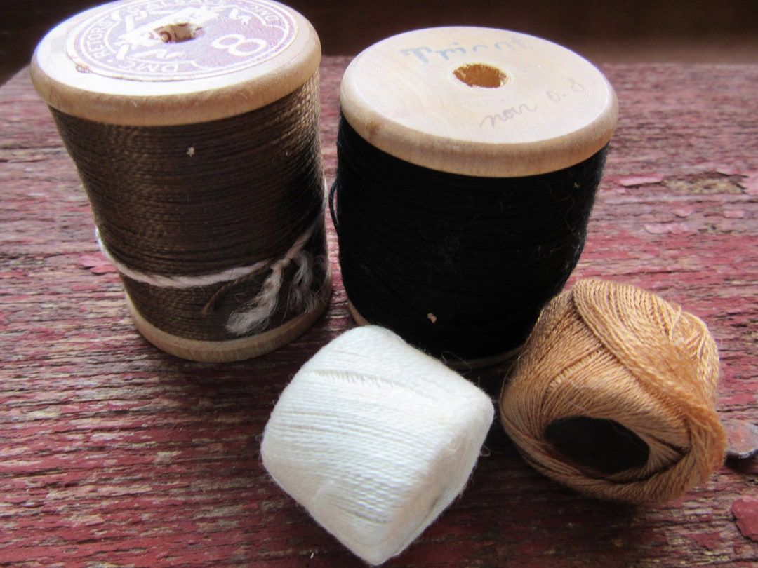 Antique Vintage French Thread Collection Lot With Old Wooden Spools ...
