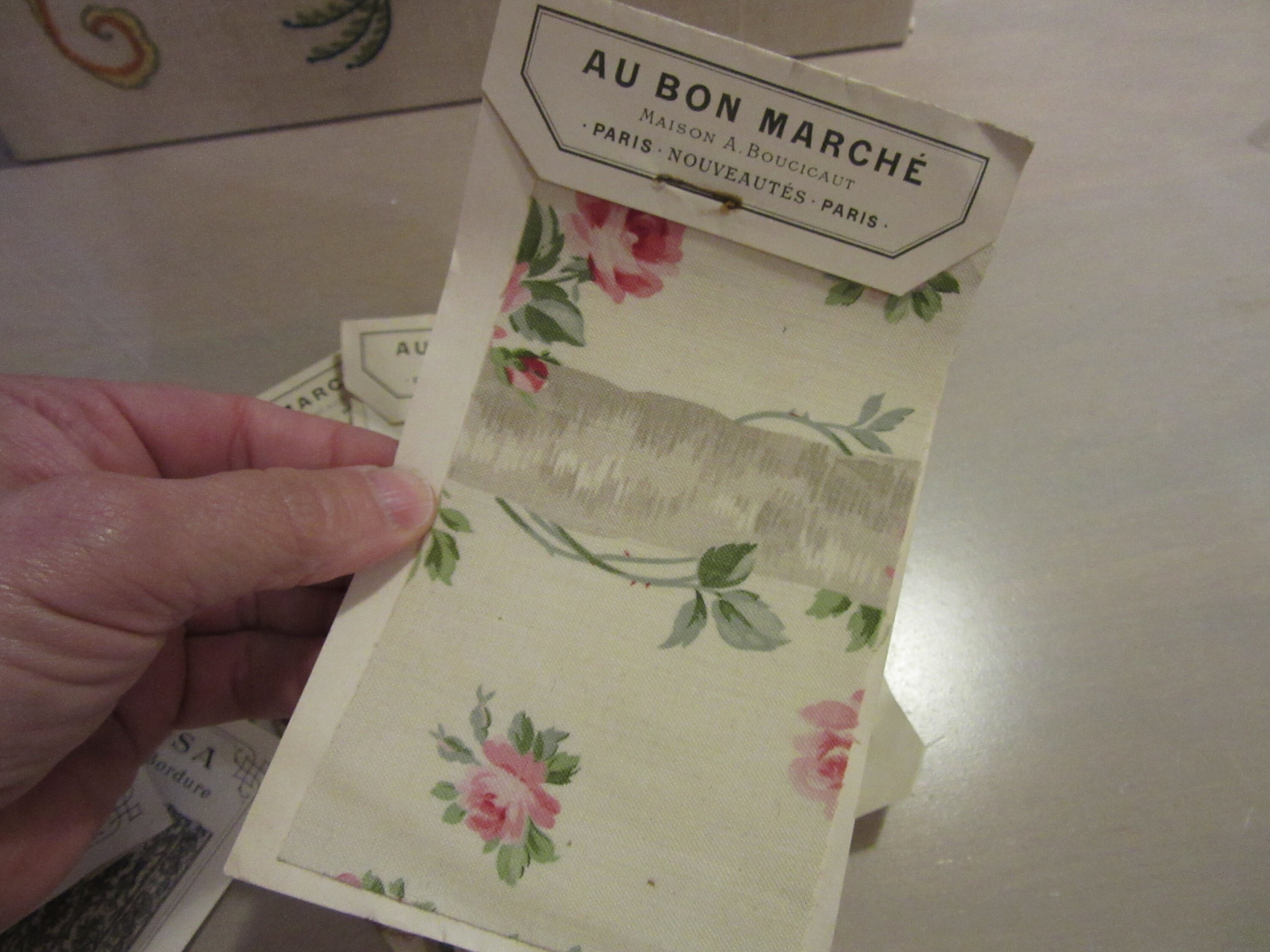Antique Au Bon Marche Fabric Sample Card: French Textile Collage - Etsy