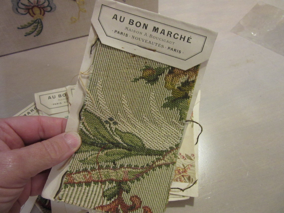 Antique Au Bon Marche Fabric Sample Card: French Textile Collage - Etsy