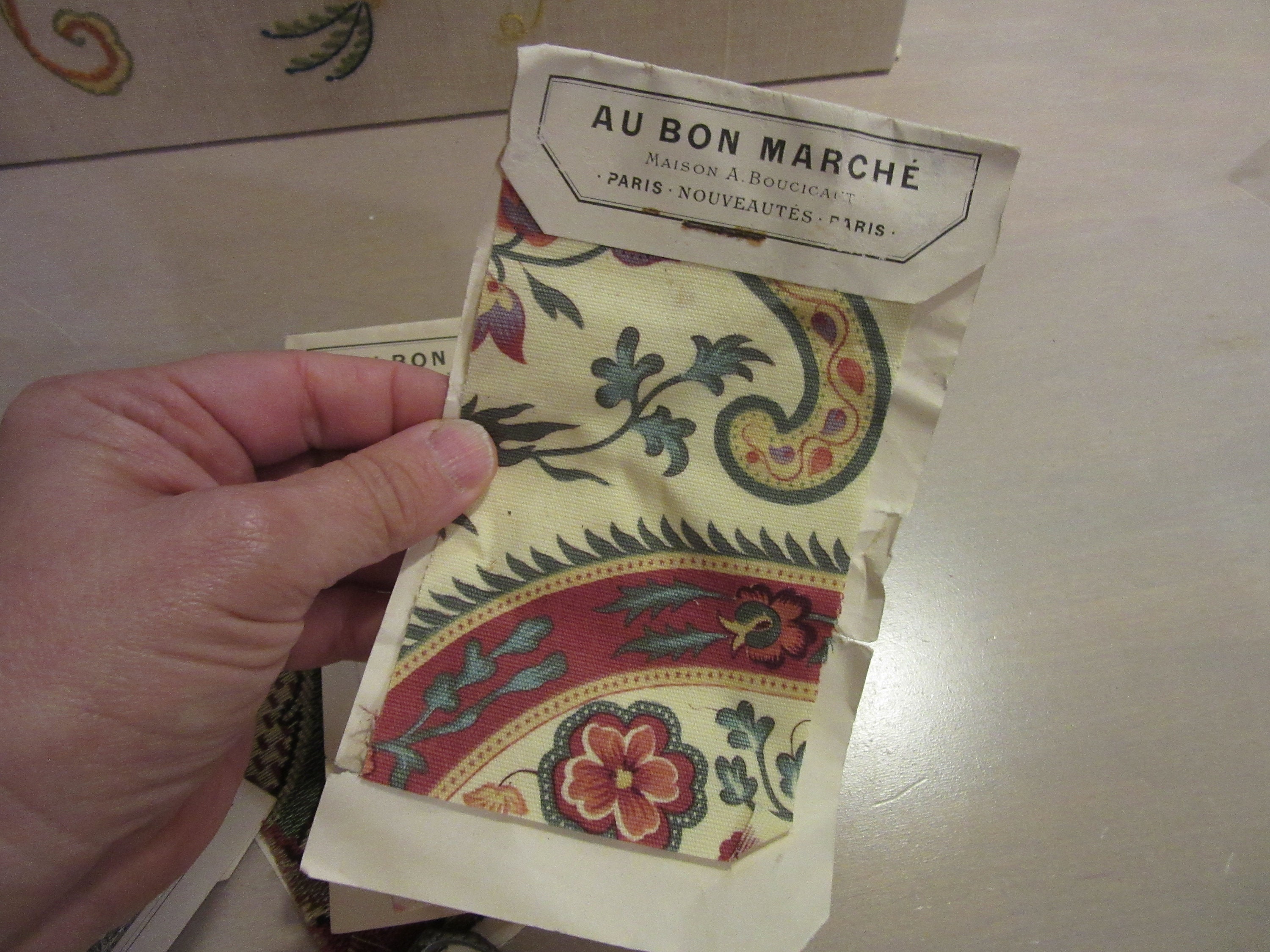 Antique Au Bon Marche Fabric Sample Card: French Textile Collage - Etsy