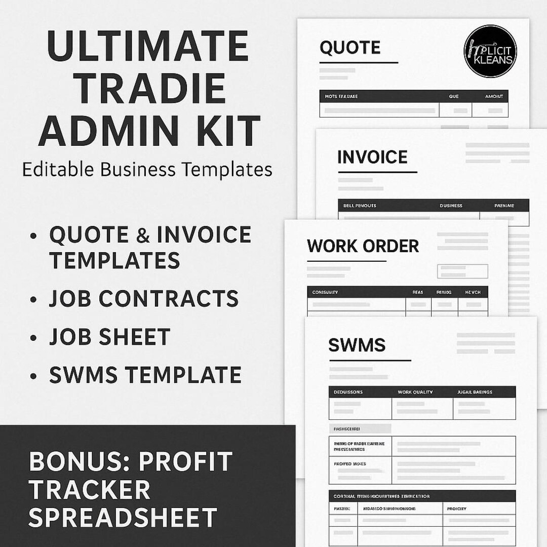 Ultimate Tradie Admin Kit | Full Admin Bundle for Tradies | SWMS, Quote ...