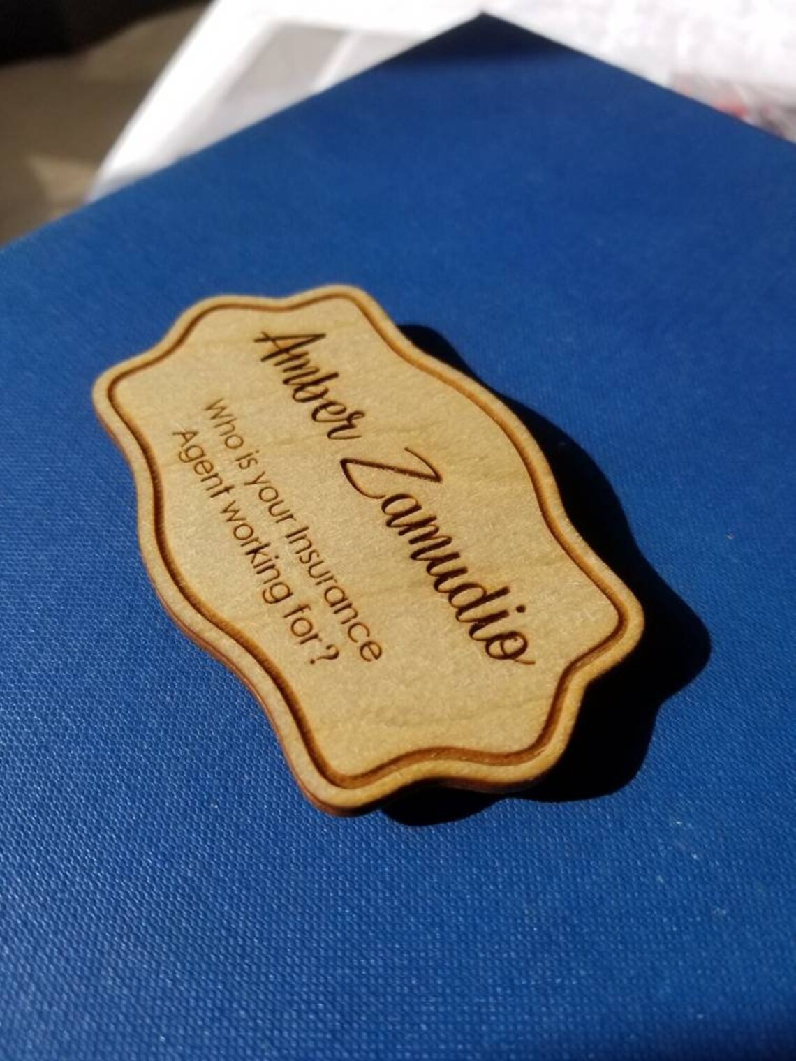Custom Laser Cut and Engraved Wood Name Tag With Magnetic | Etsy