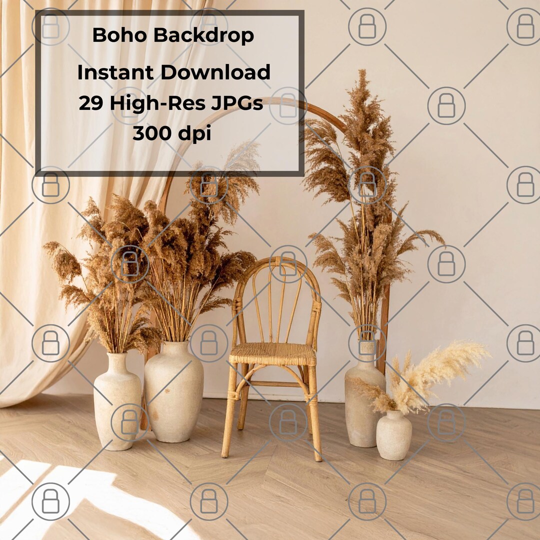 Boho Digital Backdrop Bundle | Neutral Photography Backgrounds | 300 ...