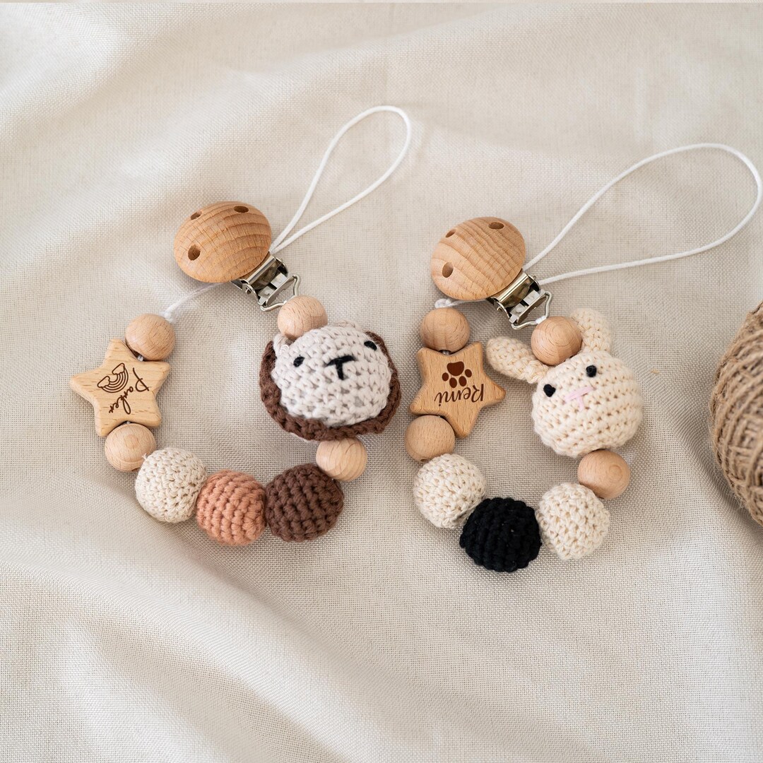 Cute Animals Pacifier Clip, Custom Icon Binky Clip, Rabbit Lion Koala ...
