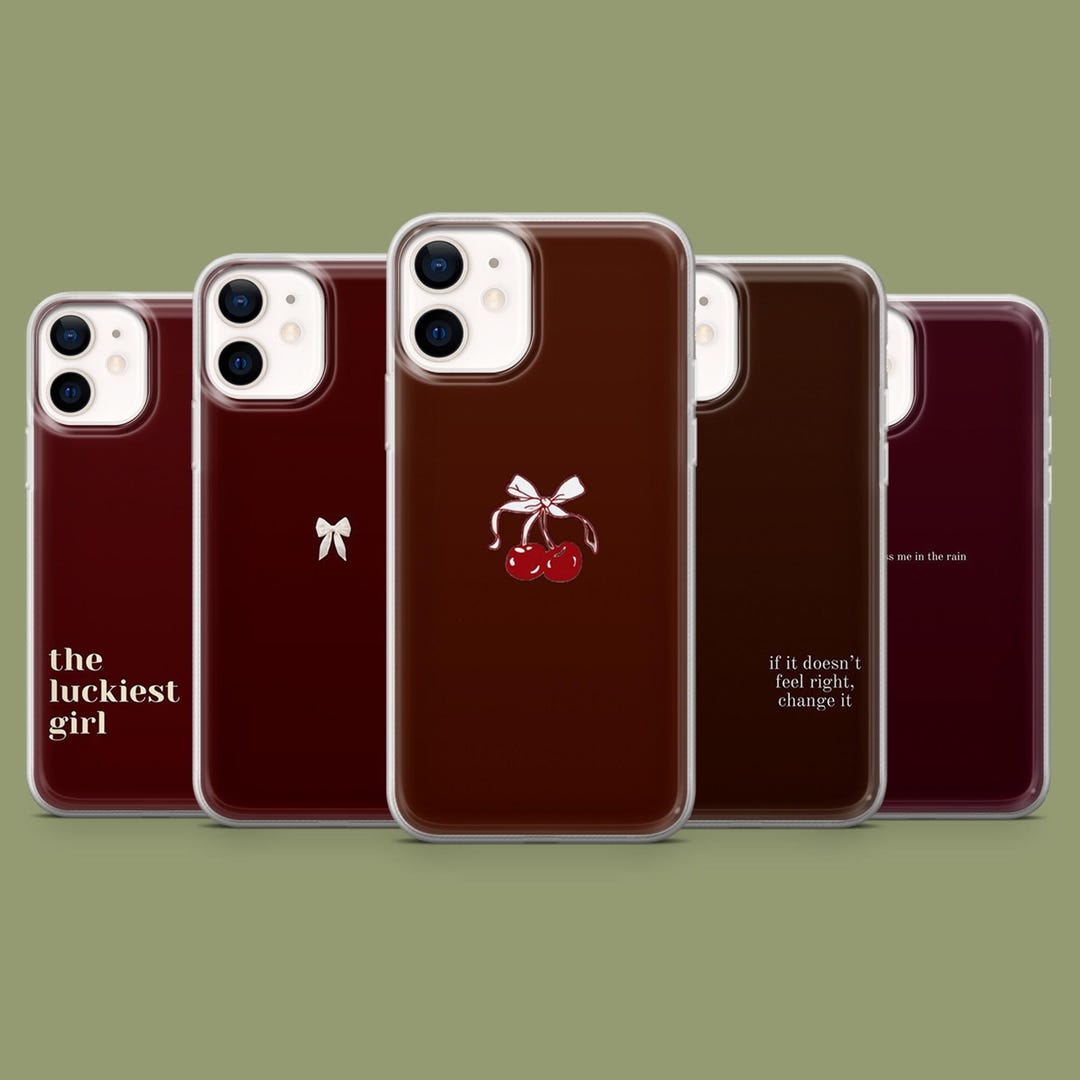 Burgundy Red Phone Case Luxury Maroon Cover for 17, 17pro, 16, 15, 14 ...