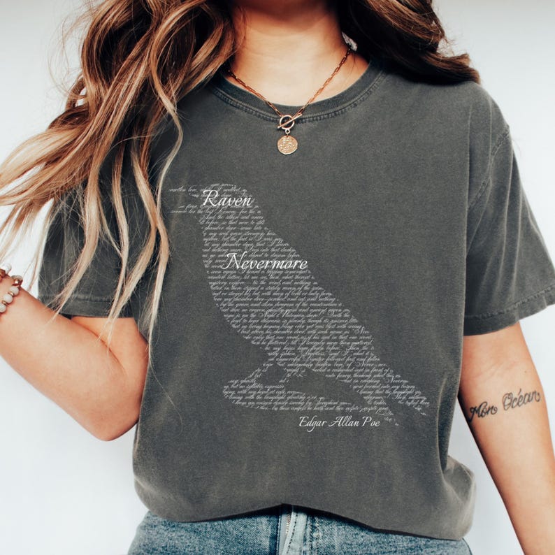 Raven Nevermore Edgar Allan Poe Shirt, Great Book Lover's Gift, Gothic ...