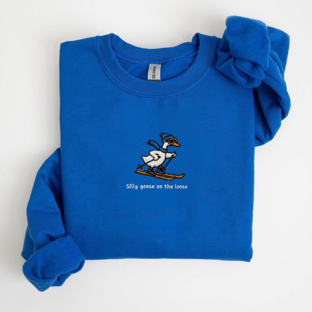 Embroidered Silly Goose on the Loose Skiing Youth Sweatshirt, Winter ...