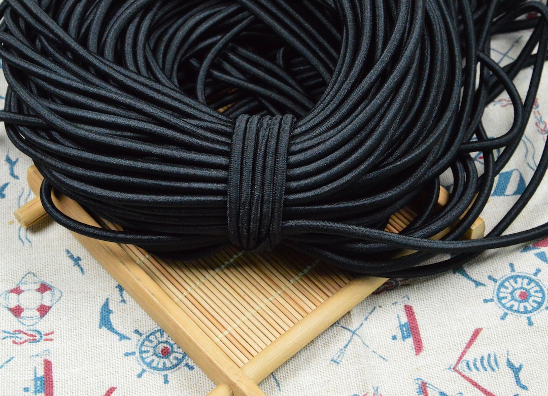 5 Yds Black Round Elastic Cord 4mm - Etsy