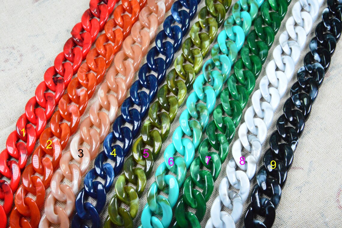 Marbled Acrylic Chain Open Link Plastic Chain Flat Twist - Etsy
