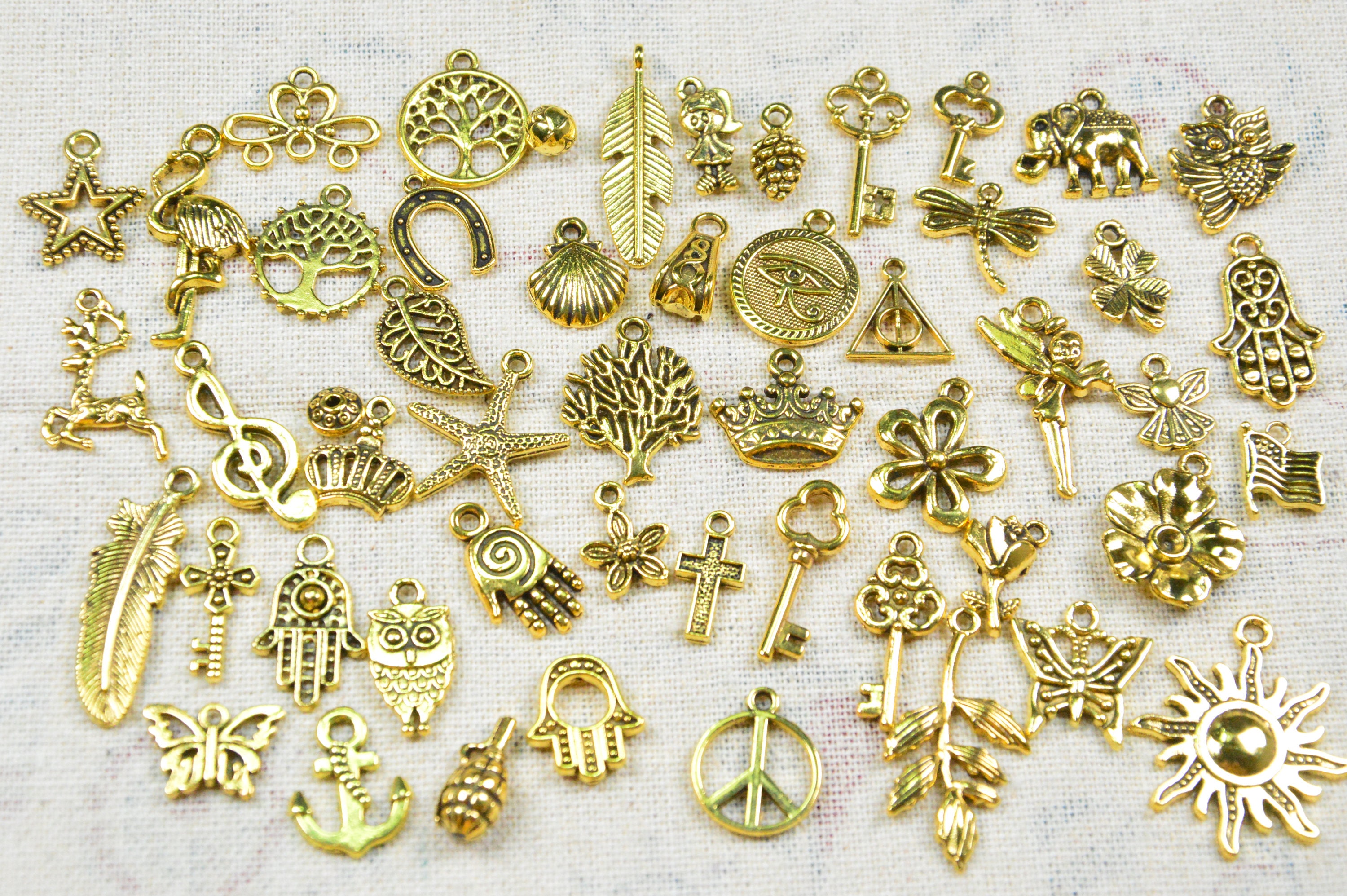 Collection 100 Antique Charms Assorted Antique Gold Charms | Etsy
