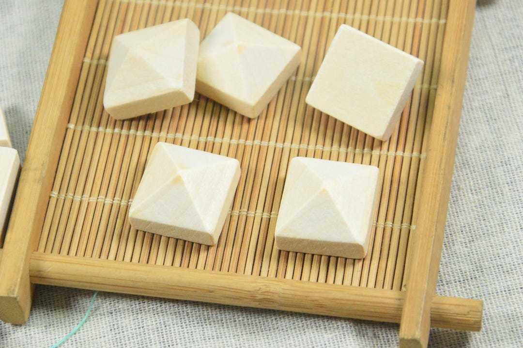 10 Pcs Unfinished Wooden Beads, Pyramid Shape Wood Beads, Unpainted ...