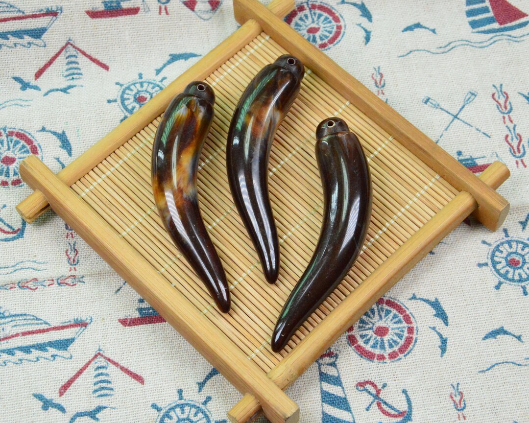 10 Pcs Marbled Bronze Large Curved Sharp Plastic Animal Teeth, Wolf ...