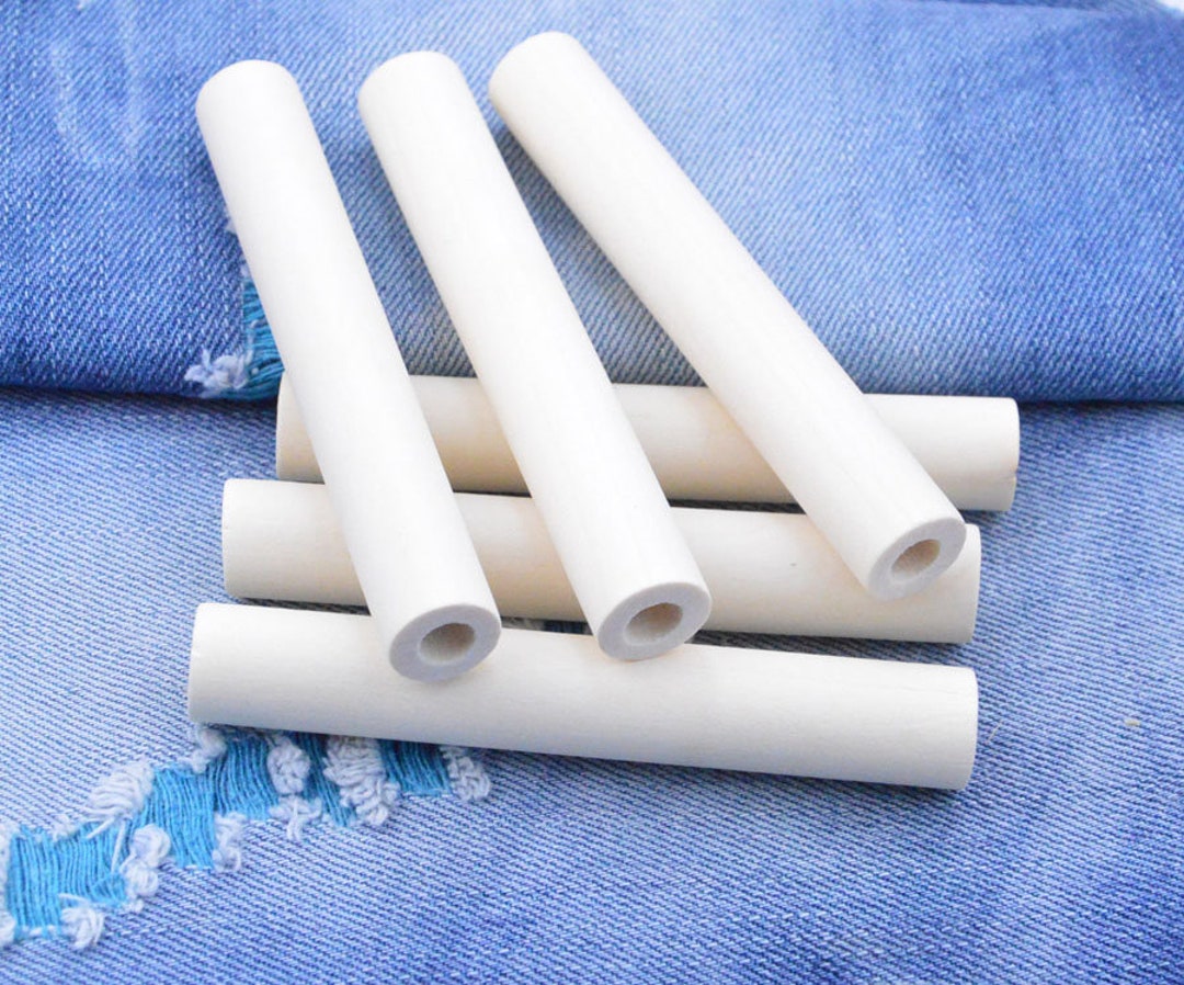 10pcs Large Wooden Tubes, Unfinished Cylinder Shape Wooden Charms, Wood ...
