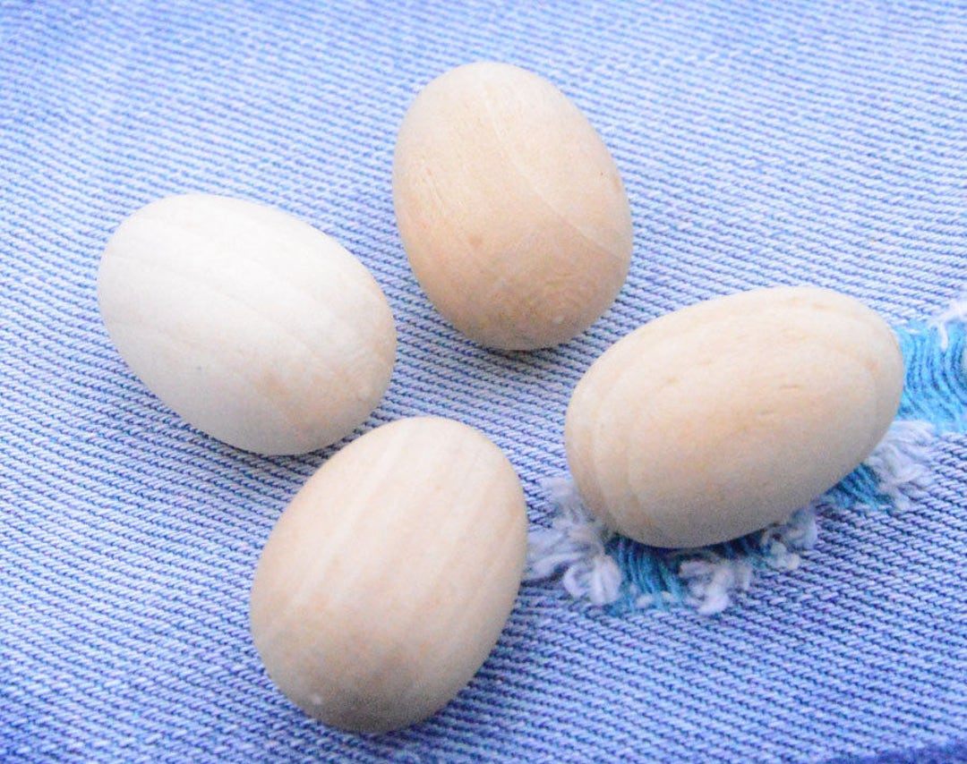 20 PCS Wooden Eggs, Unfinished Egg Shape Wooden Beads, Curved Wood ...