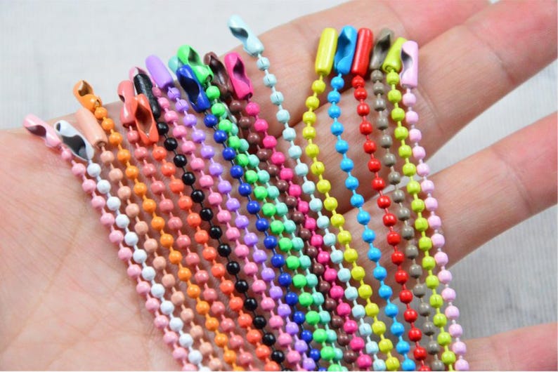 4.5'' Long Ball Chain Connector, Assorted Color Metal Ball Chain ...