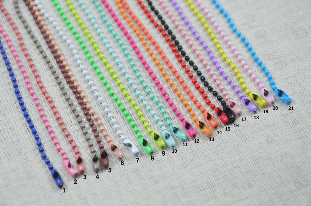 4.5'' Length 2.5mm Assorted Color Mini Ball Chain Clasp Connector ...