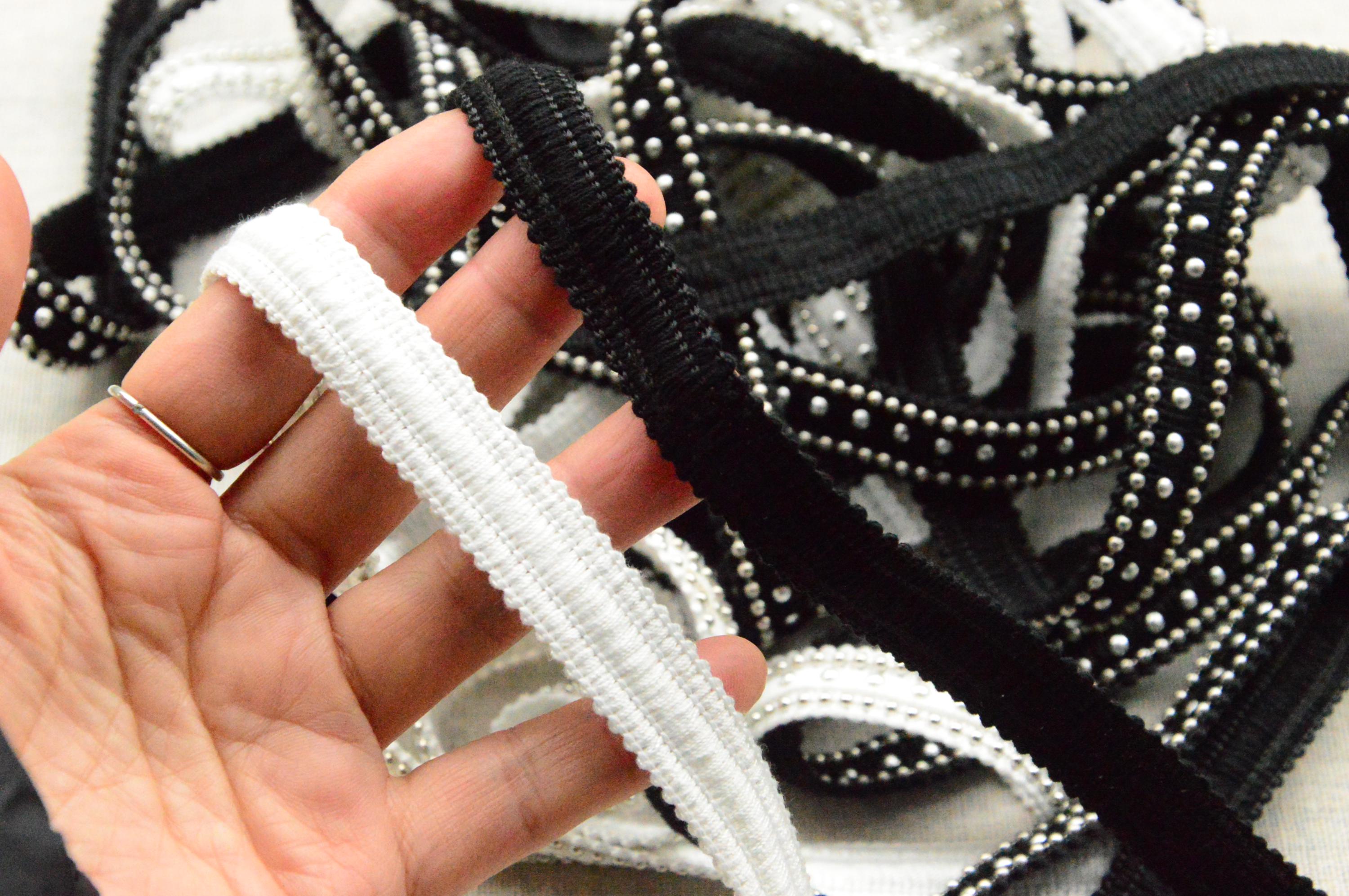 1.5cm Width Silver Beads Ribbon. Metal Beaded Tape Sewing Border ...