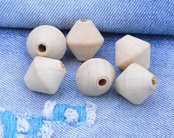 Wholesale Wooden Beads 50pcs Double Cone Unfinished Natural Wood Beads ...