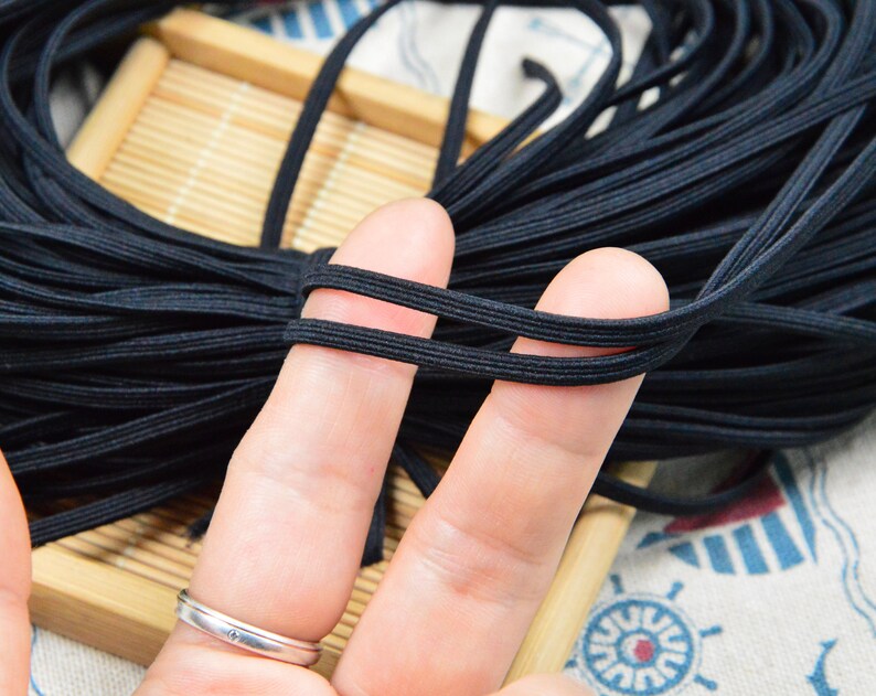 100 yds black flat elastic cord stretch string cord 3x2mm | Etsy
