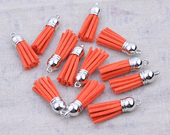 50 Faux Suede Leather Tassels,assorted Color Tassels With Gold Cap,1.5 ...